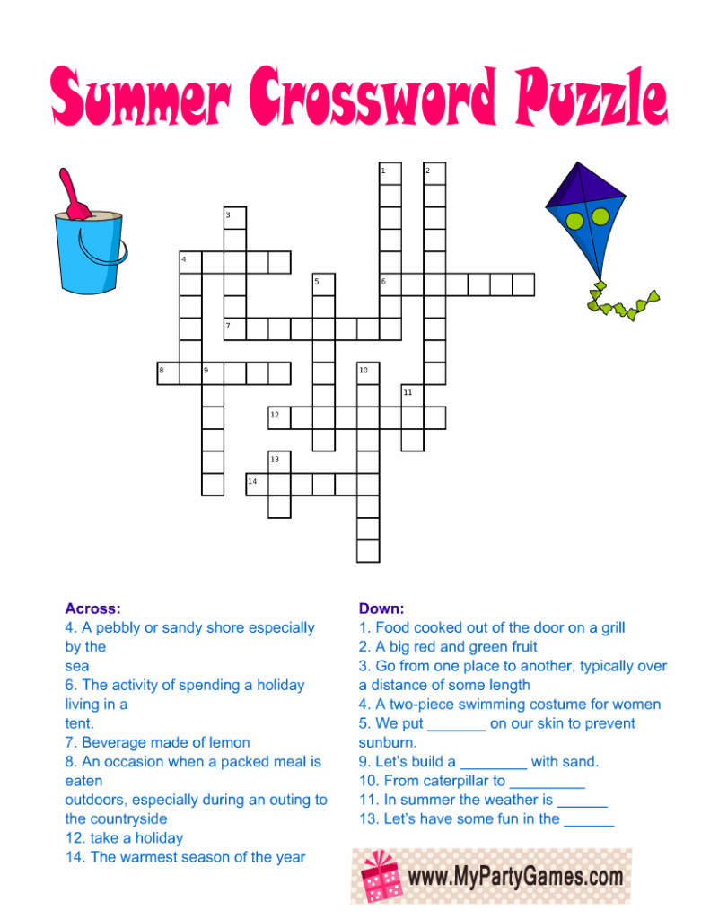 Summer Crossword Puzzle Free Printable: A Fun and Educational Activity ...