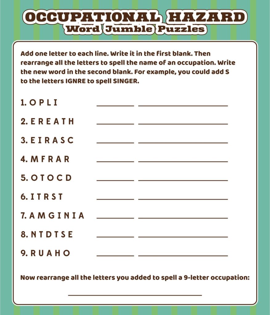 Free Printable Jumble Puzzles: A Fun and Engaging Way to Exercise Your ...