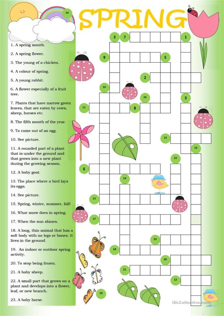 Spring Crossword Puzzle Printable: A Fun and Educational Activity for ...